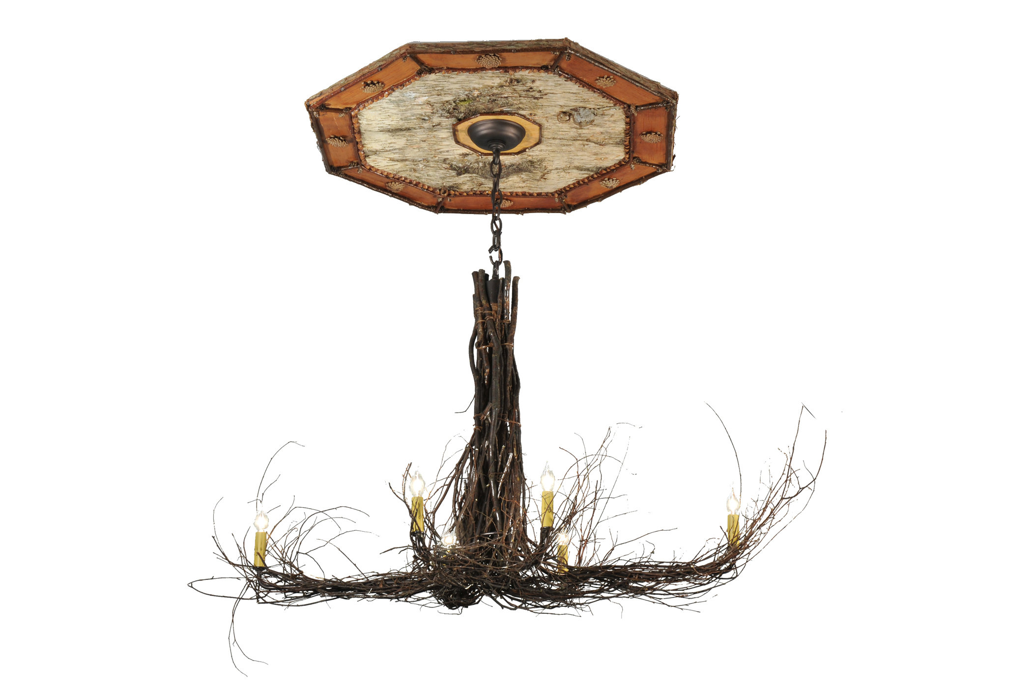 Loon Peak® Ciran 48"L Twigs 6 LT W/Ceiling Medallion Chandelier | Wayfair