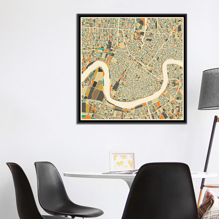 Bless international Abstract City Map Of New Orleans On Canvas by ...