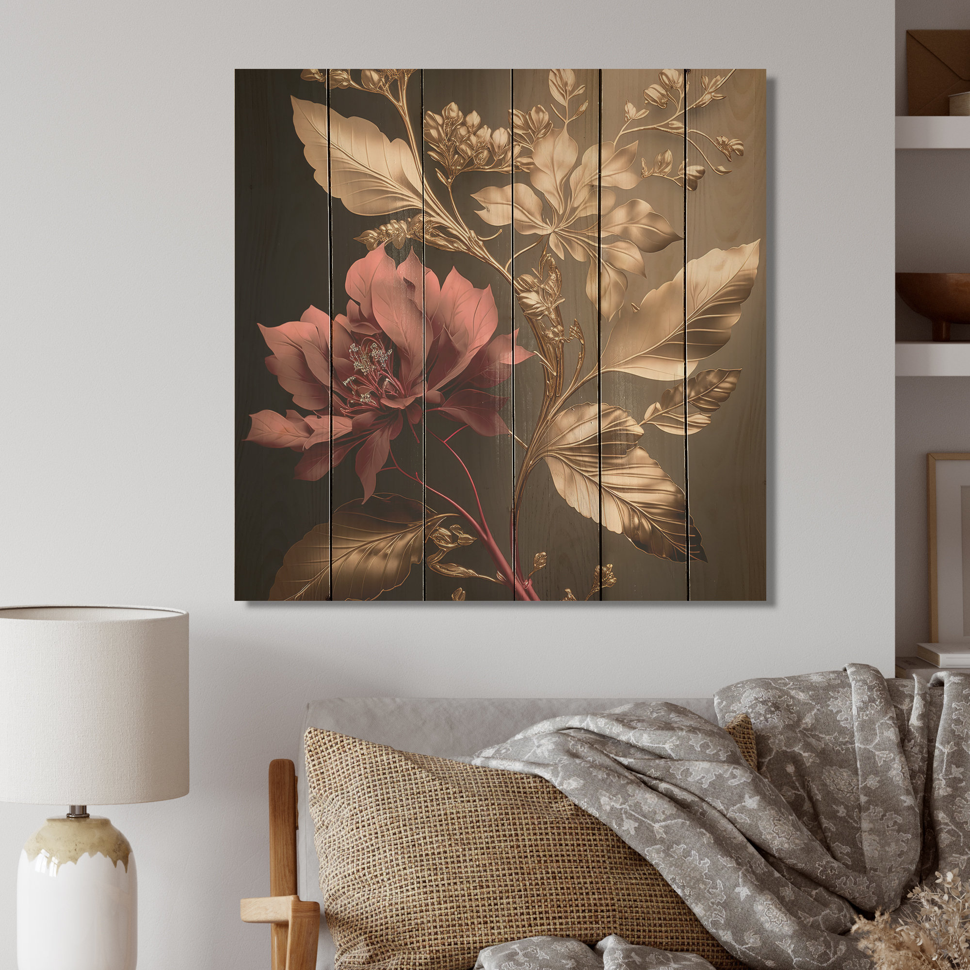 House of Hampton Vintage Glam Rose I - Floral Metal Wall Décor ...