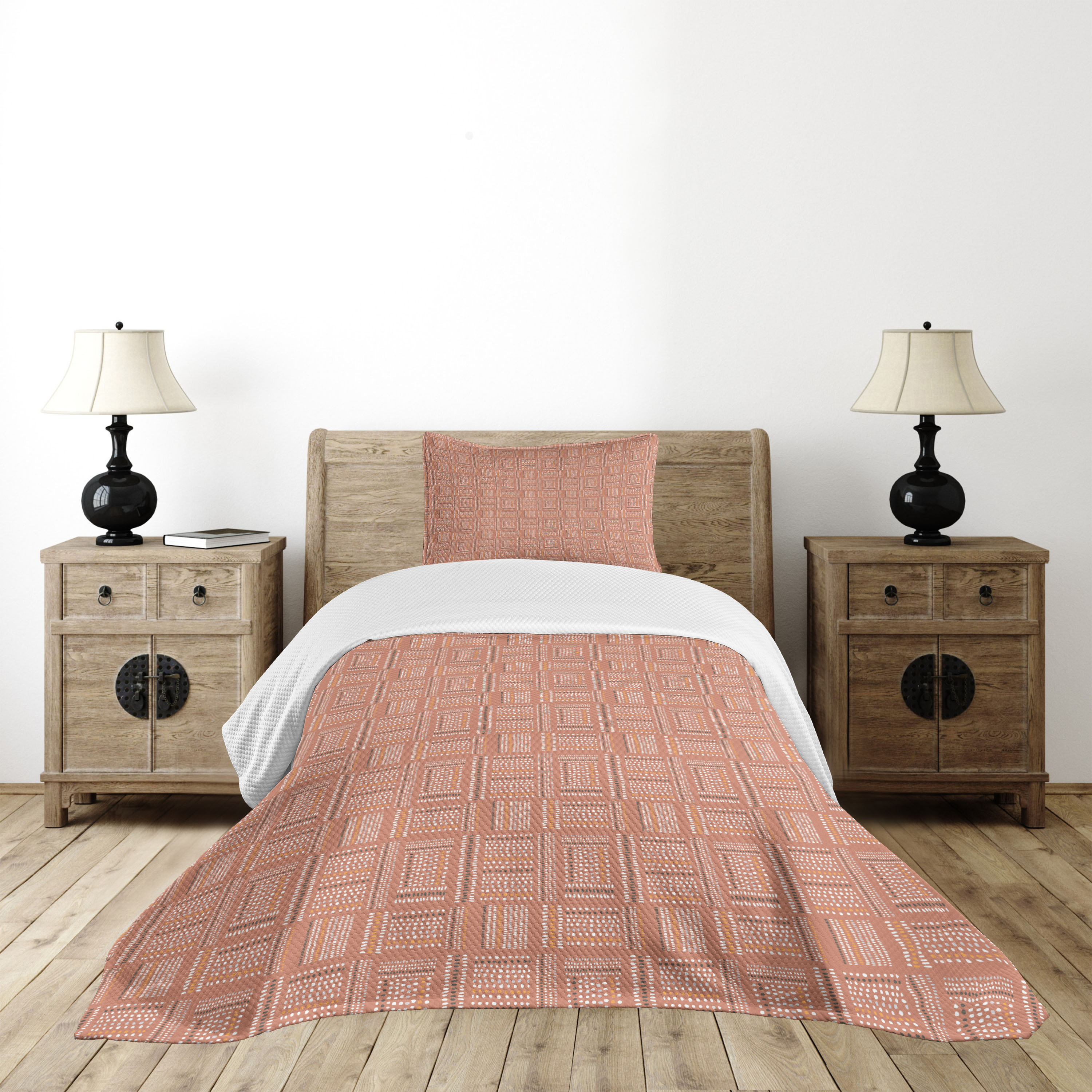 Ambesonne Tribal Bedspread Set Marks and Strokes Terracotta Pale Rust ...