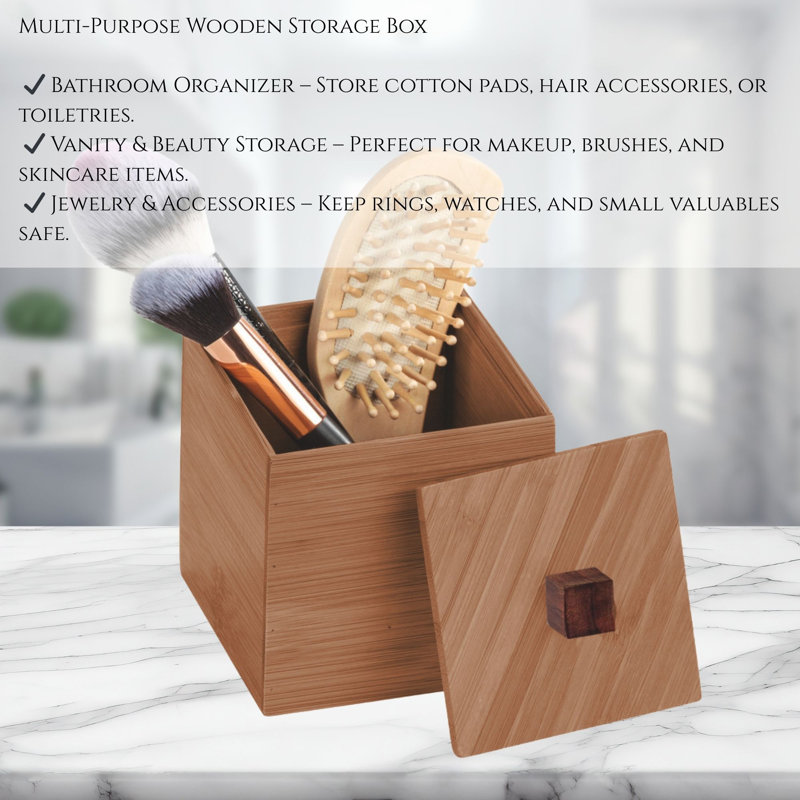 Evideco Square Acacia Wood Storage Box with Lid | Wayfair