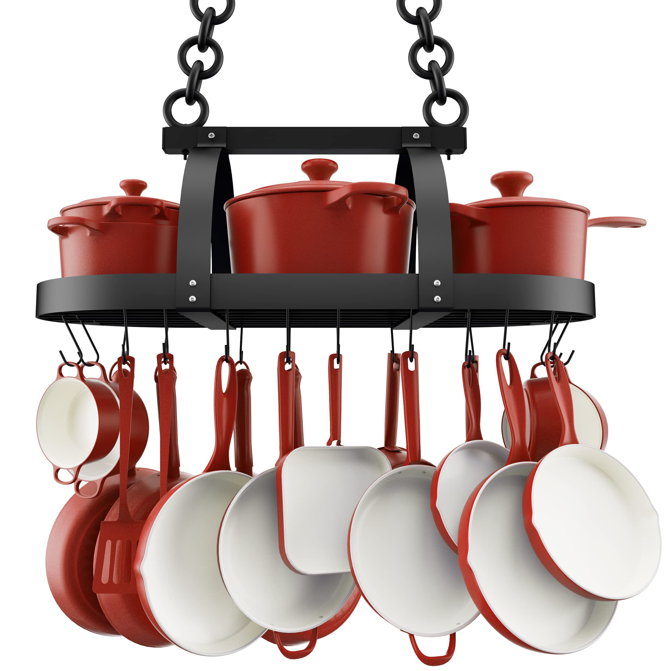 Prep & Savour Ceiling Pot Rack Hanging Pot Rack For Kitchen Oval Pot ...