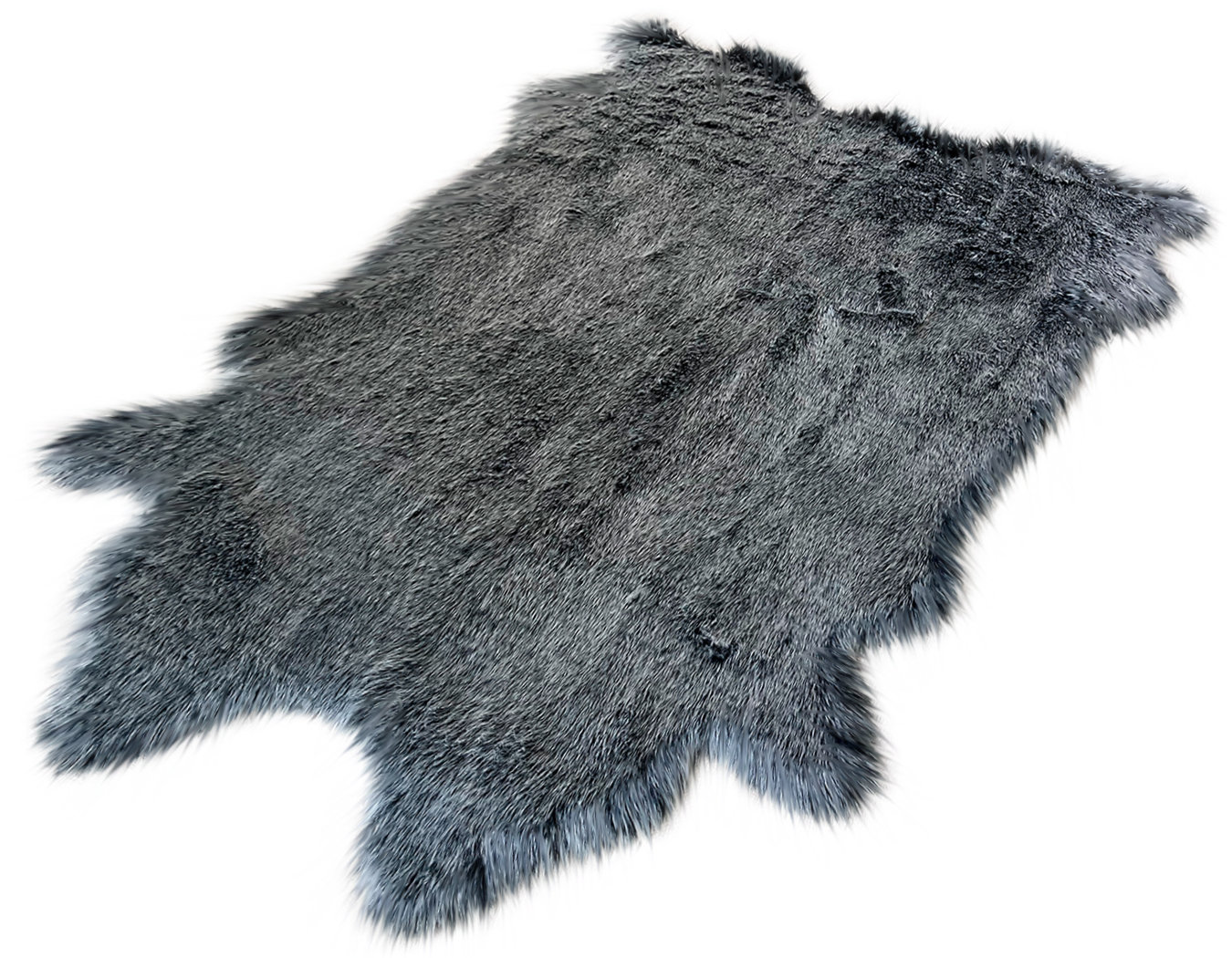 Spectrum Rugs Faux Bison Skin Fur Shag Area Rug in Black and Beige ...