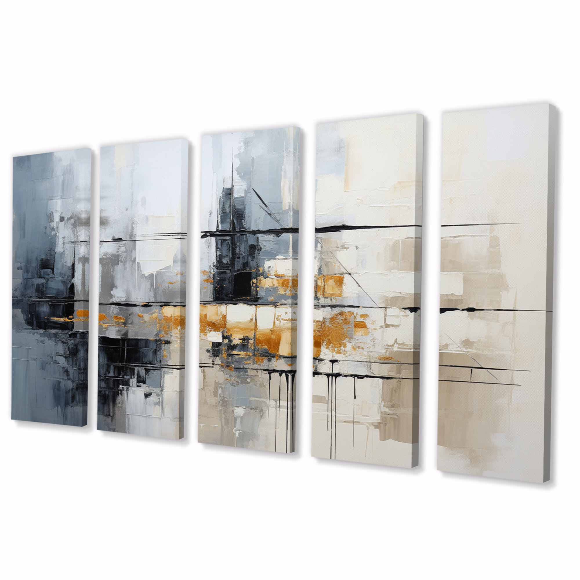 Wrought Studio Grey Collage Reflections II - Abstract Collages Canvas ...