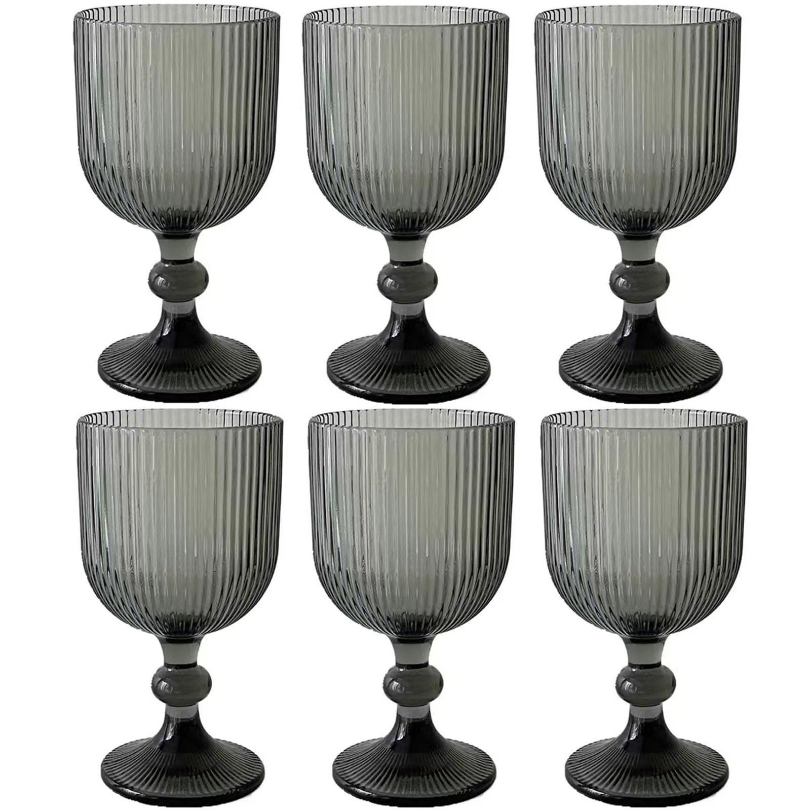 FEIYAN Water Goblets Set Of 6 Vintage Glassware 13 Oz Colored Wine ...
