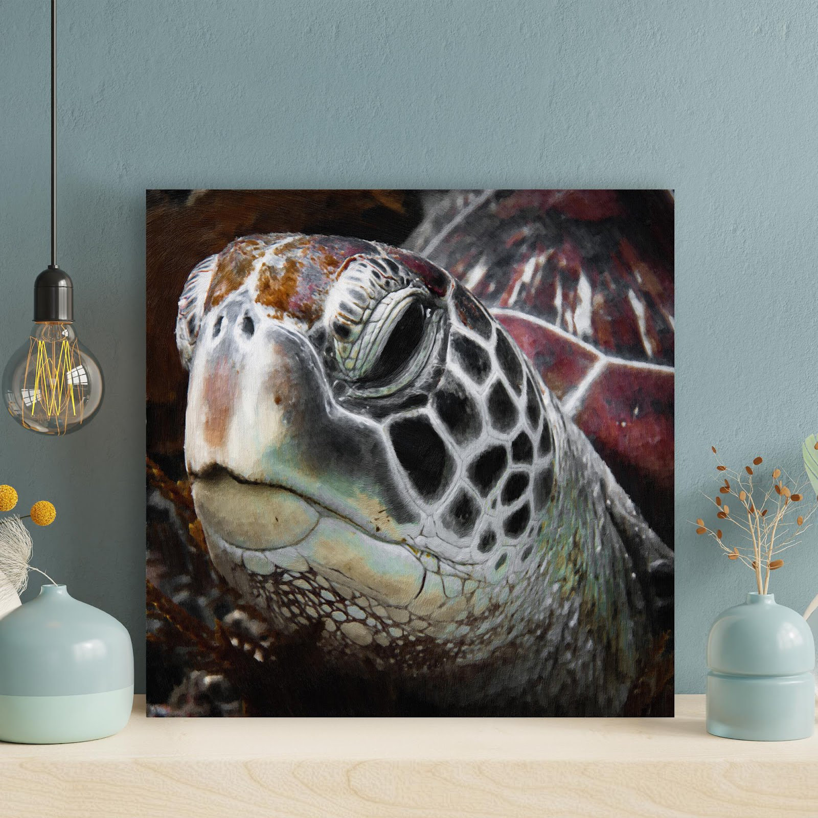 Bayou Breeze A Turtle With Red Shell In Close-Up - 1 Piece Square ...