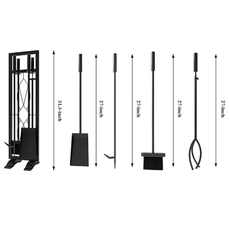 Latitude Run® 5-Piece Fireplace Tools Set with Stand | Wayfair
