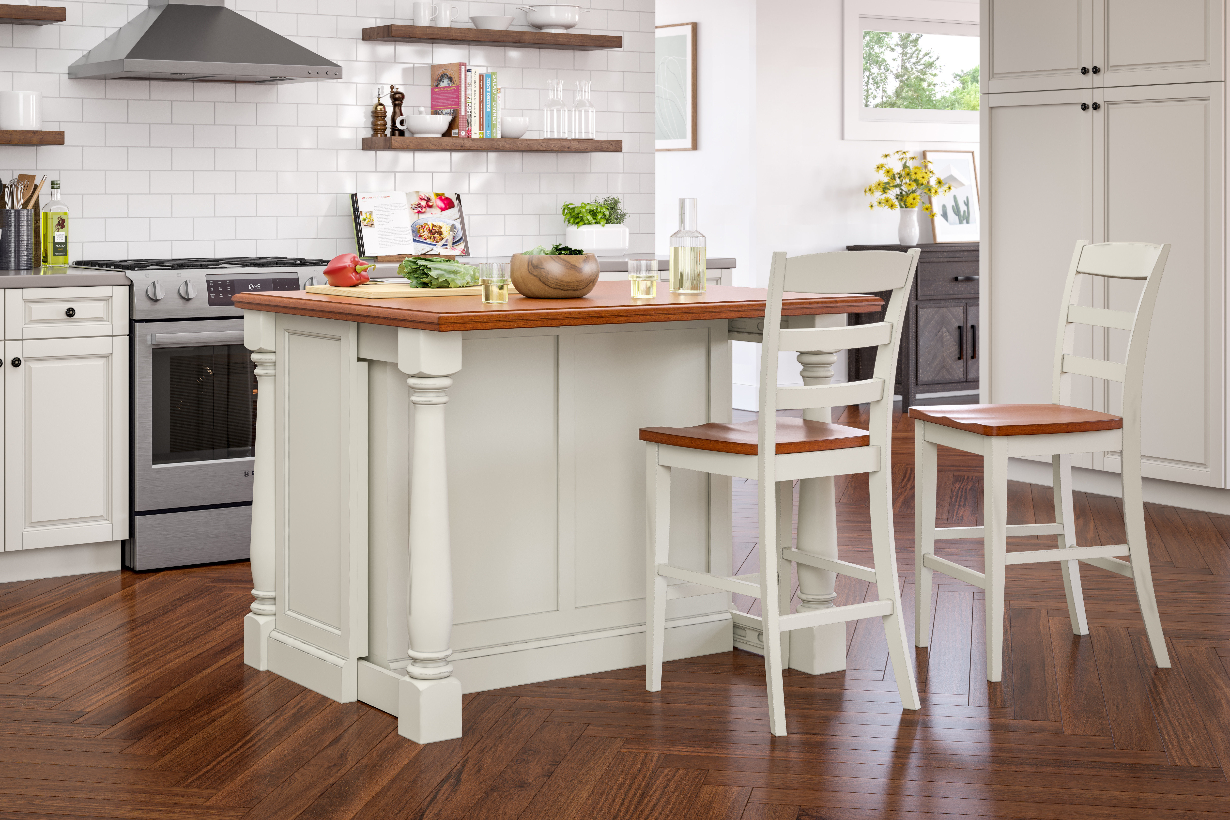 August Grove® Larchwood Traditional Kitchen Island Set & Reviews | Wayfair