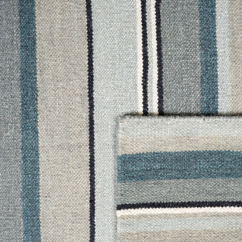 Highland Dunes Bedolla Handmade Hand Loomed Gray/Sea Green Rug | Wayfair