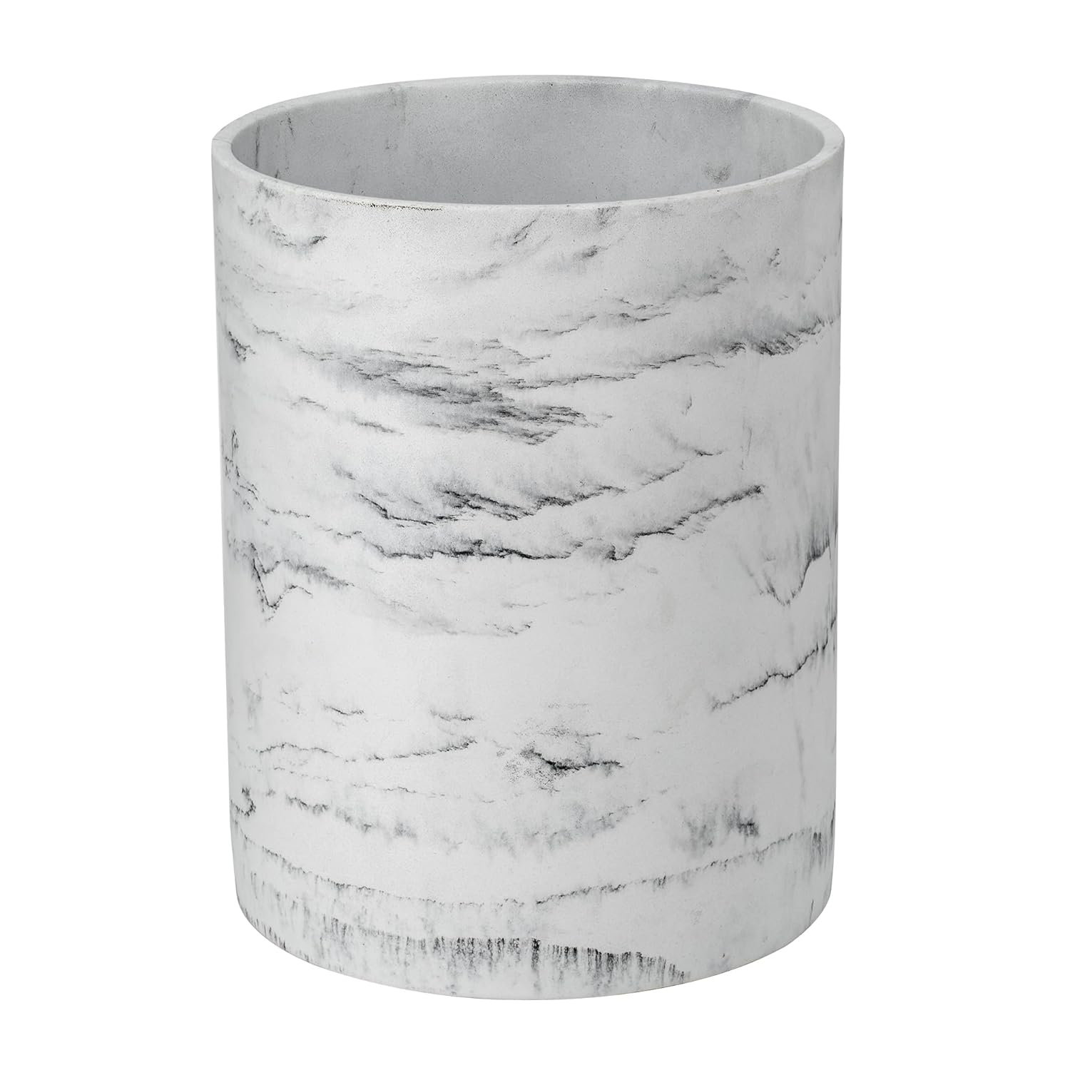 Acento 1.8 Gal., Round Resin Marble Accent Open Top Waste Bin in Marble ...