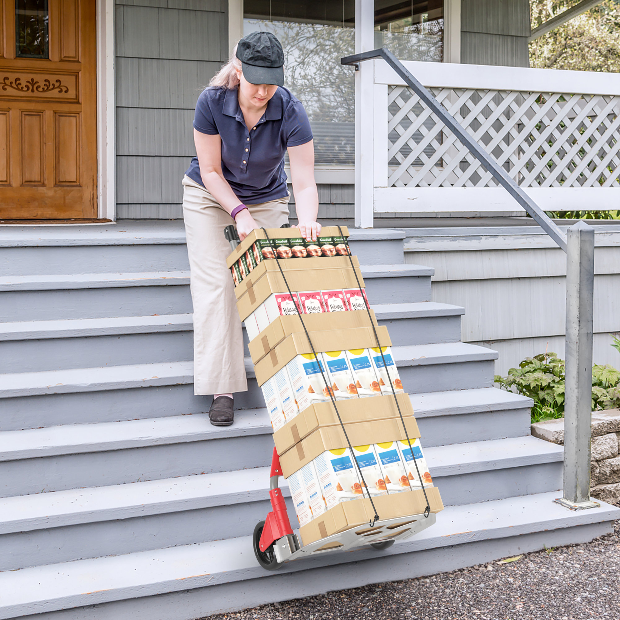 Costway Chariot à main pliable Costway capacité de 150 lb avec poignée ...