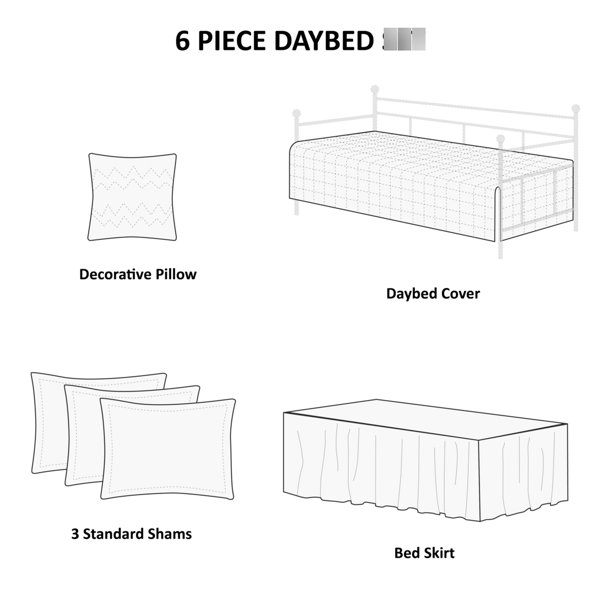 LavishLodge 6 Piece Daybed Cover In Cream - Reversible With Scalloped ...
