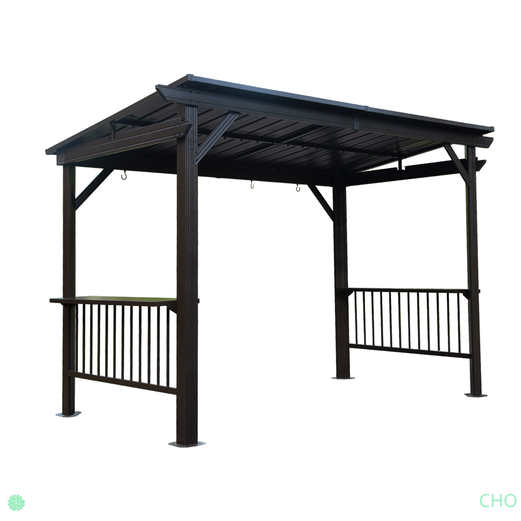 BVNECXP Hardtop Grill Gazebo, Outdoor BBQ Gazebo With 2 Side Shelves ...