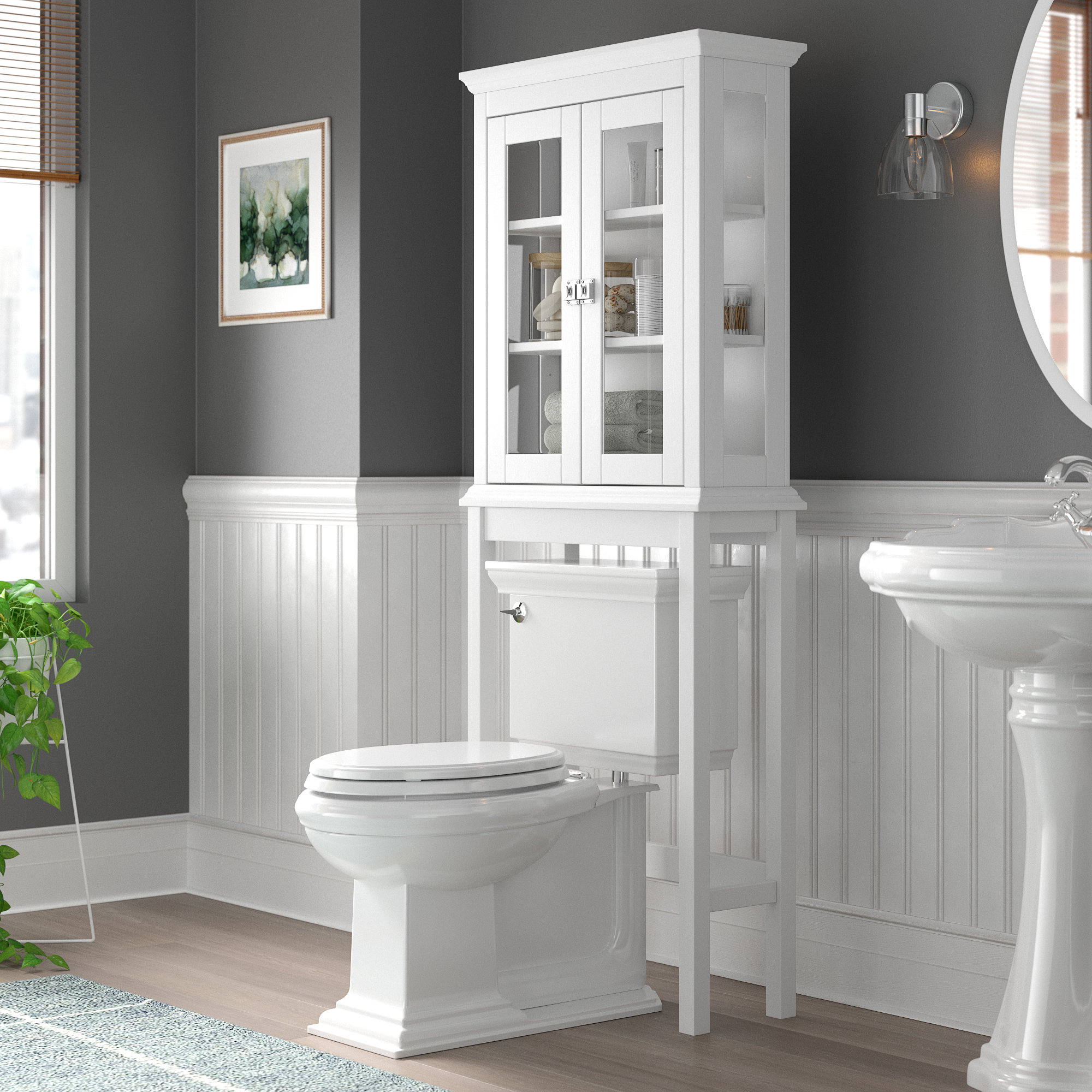 Three Posts™ Admiranda 26" W x 67.13" H Over the Toilet Storage ...