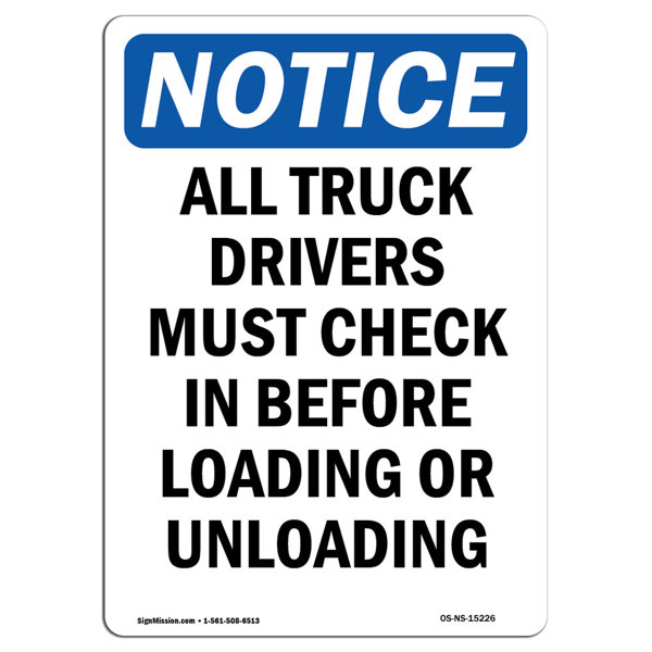 SignMission All Truck Drivers Must Check in Sign | Wayfair