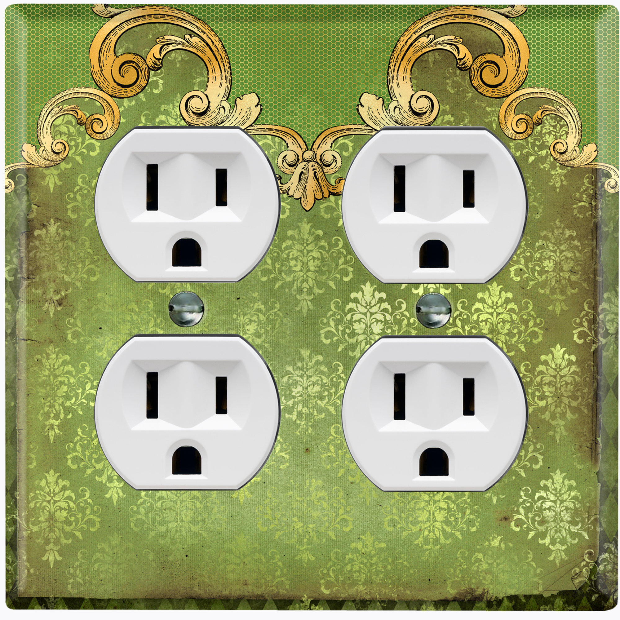 WorldAcc Frame Damask 2-Gang Duplex Outlet Wall Plate | Wayfair