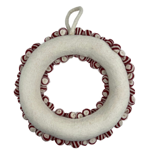 Humble Hilo Handmade Felt Flower, Candy Cane Wreath | Wayfair