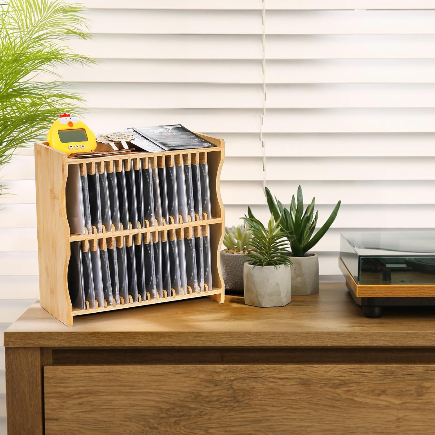 Millwood Pines CD Stand, Bamboo CD Stand With Rubber Feet, DVD Display ...