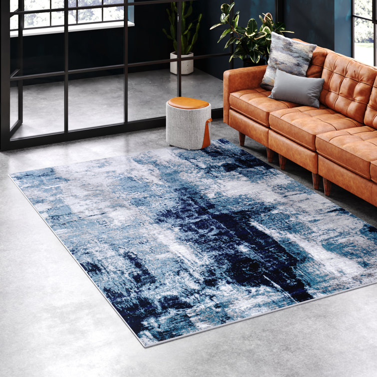 Steelside™ Cornwell Machine-Woven Abstract Aqua/Navy Area Rug & Reviews ...