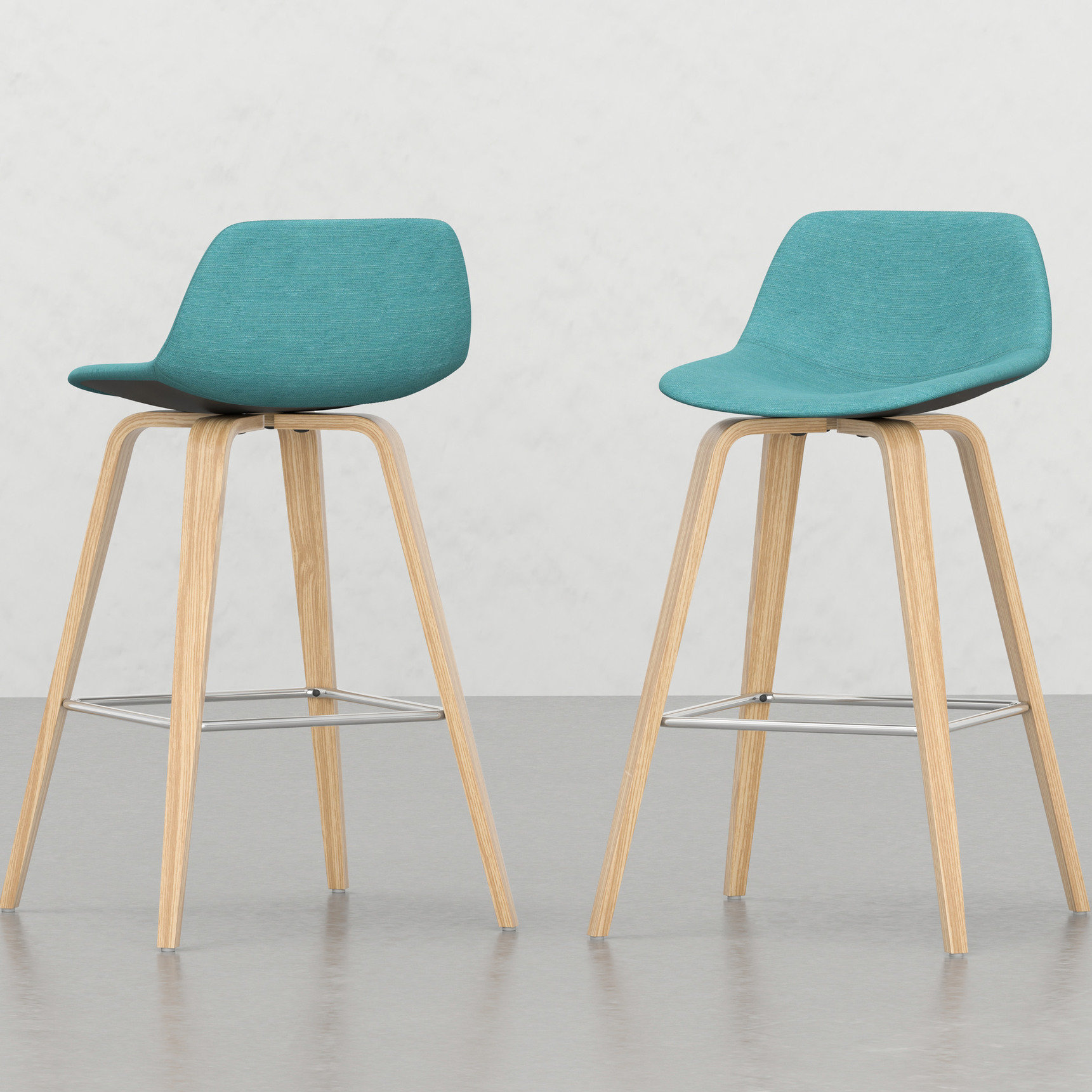 Corrigan Studio® Blue Upholstered Stool (2) - Retro Style 2 Stools Seat ...