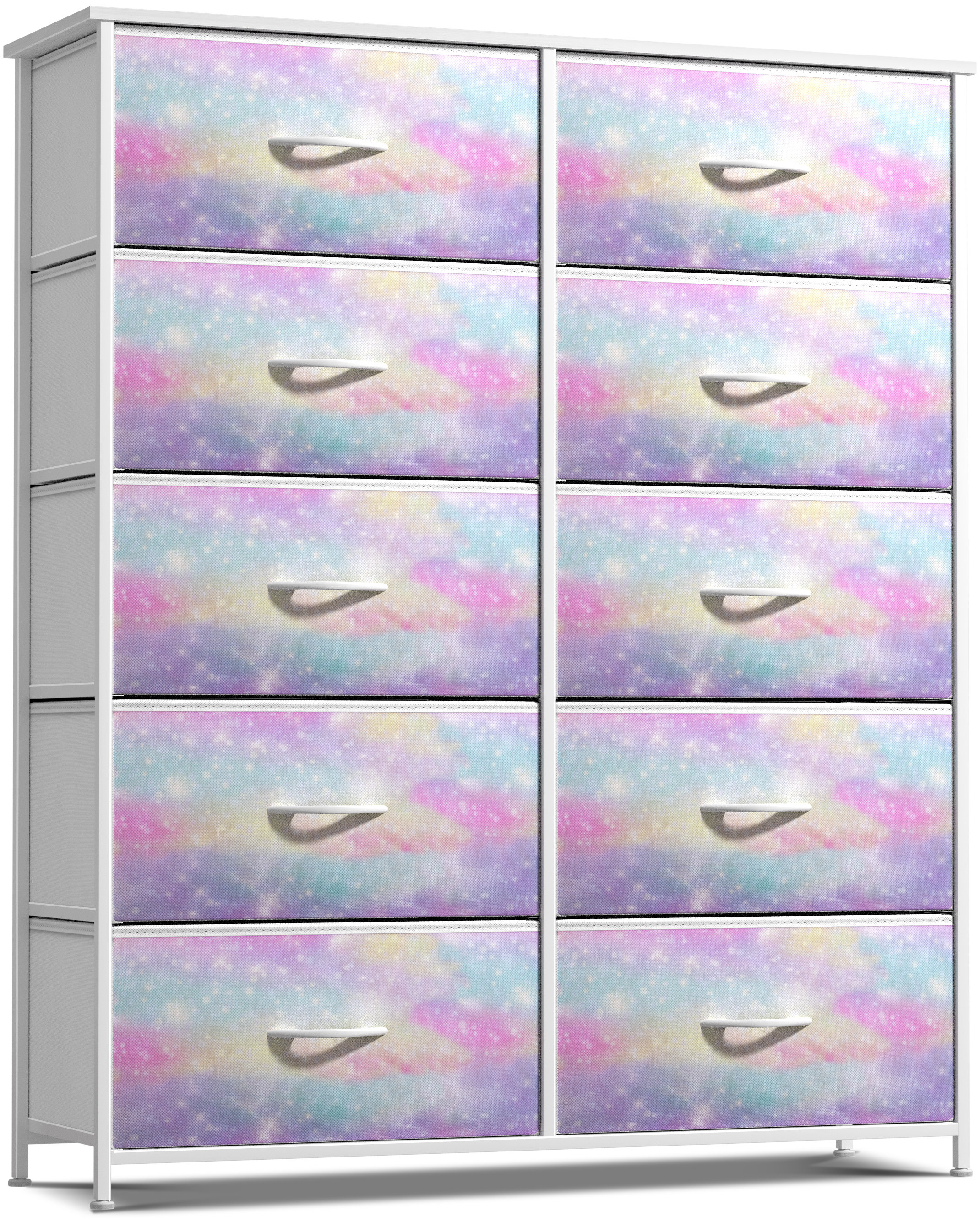 Sorbus 10 Drawers Dresser with Steel Frame and Fabric Bins in Rainbow ...