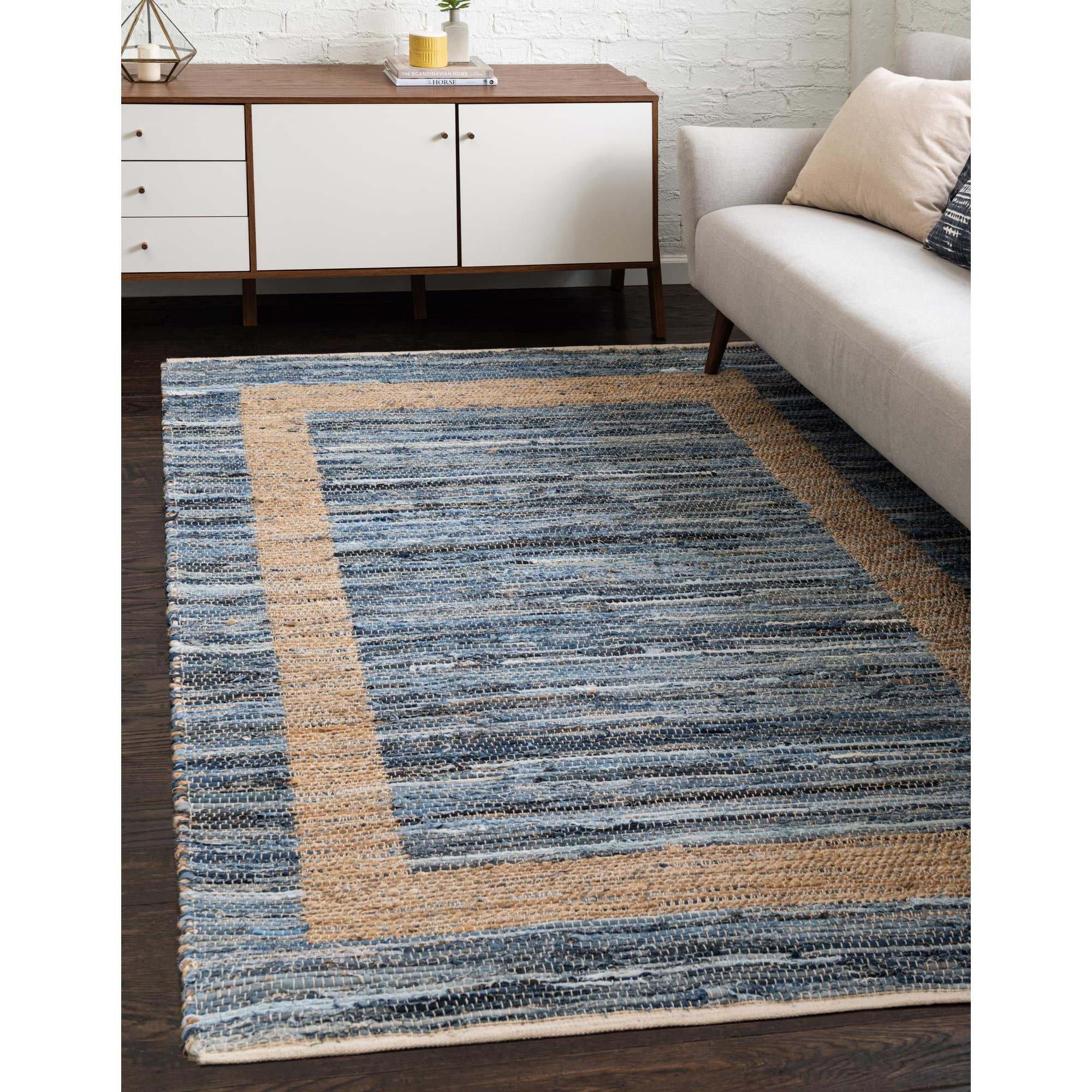 August Grove® Mcandrews Handmade Flatweave Jute Navy/Brown Area Rug ...