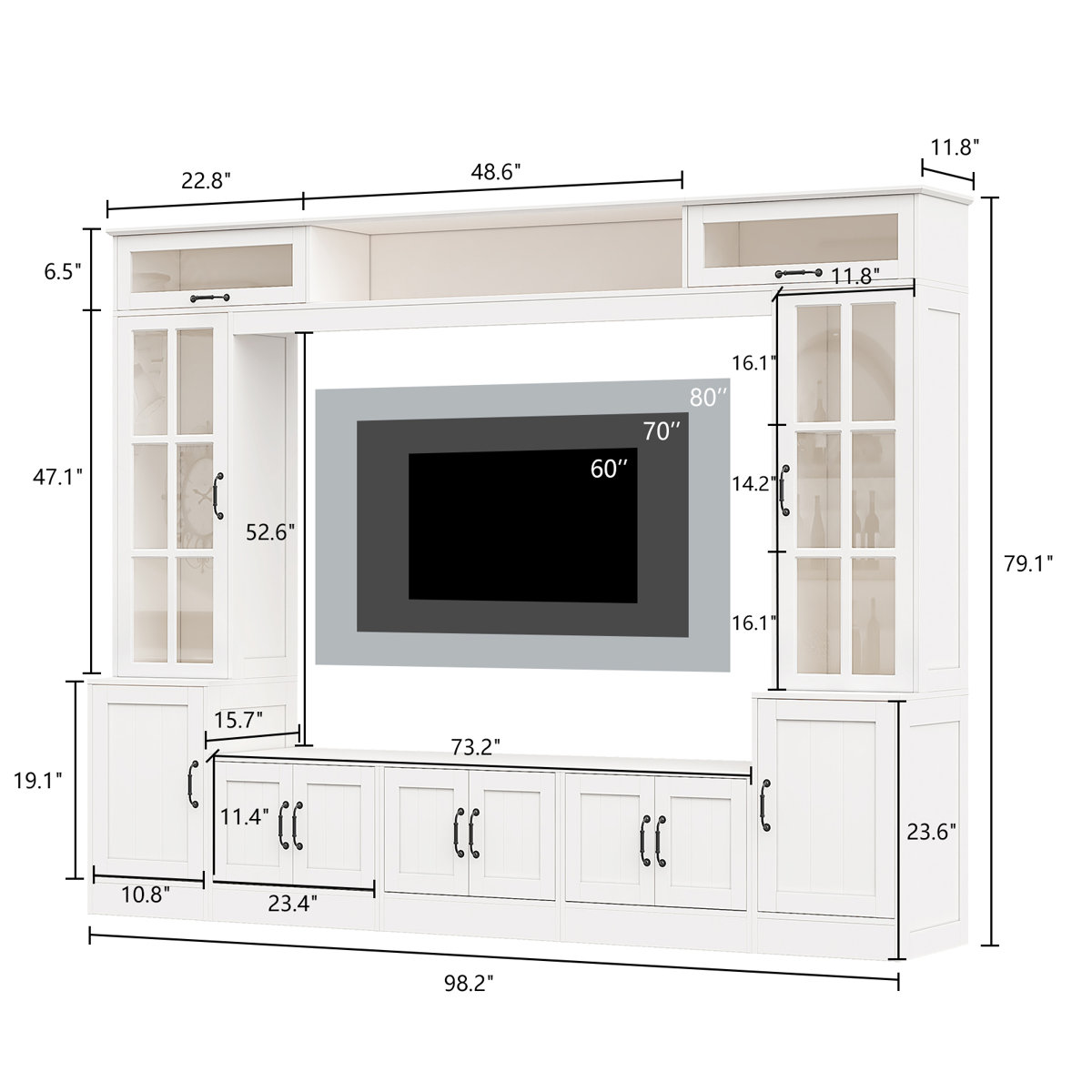 Wrought Studio™ 98" Modern Entertainment Center Wall Unit Set With ...