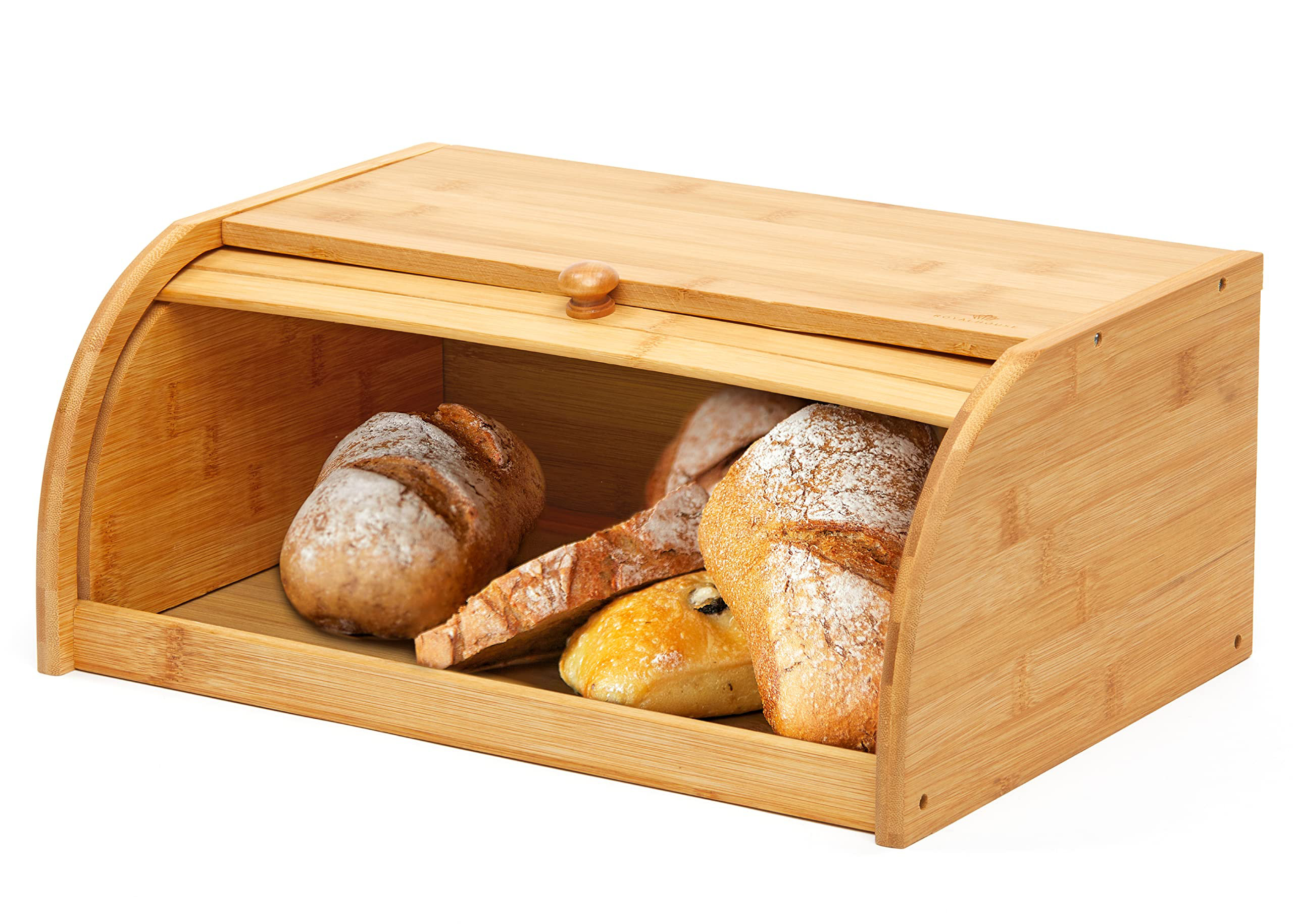 One Allium Way® Natural Bamboo Roll Lid Bread Box Kitchen Food Storage ...