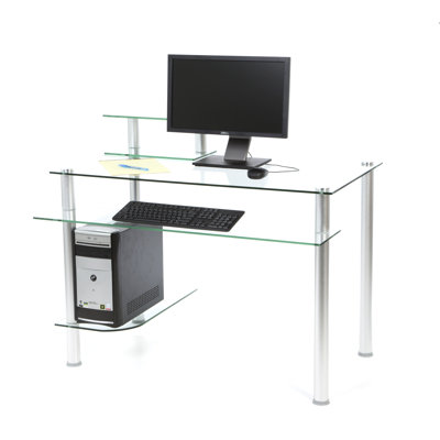 Brayden Studio® Doynton Glass Top Metal Base Computer Desk & Reviews ...