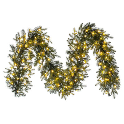 9' x 14" Georgian Fraser Fir Artificial Pre-Lit Garland with 100 Multi ...