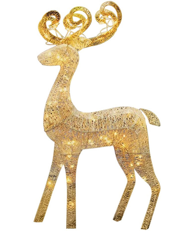 Northlight Seasonal 48" White Lighted Standing Buck Outdoor Christmas ...
