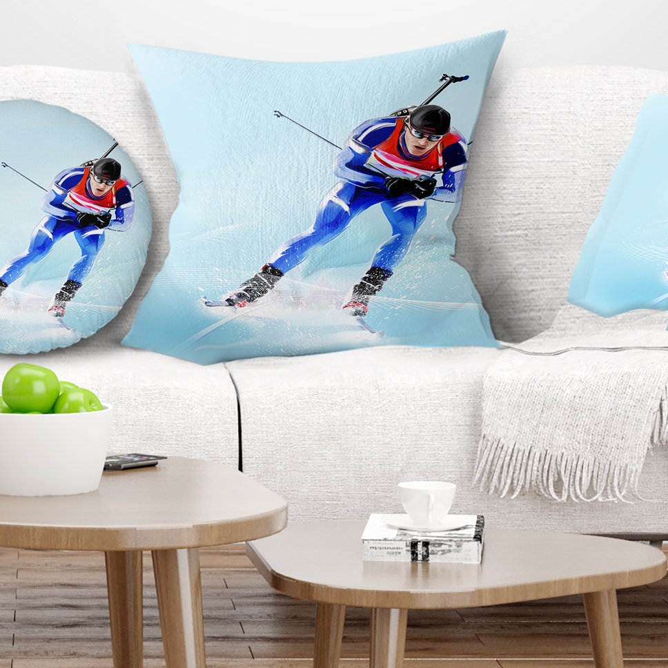 Design Art Abstract Portrait Professional Male Skier Pillow - Wayfair ...