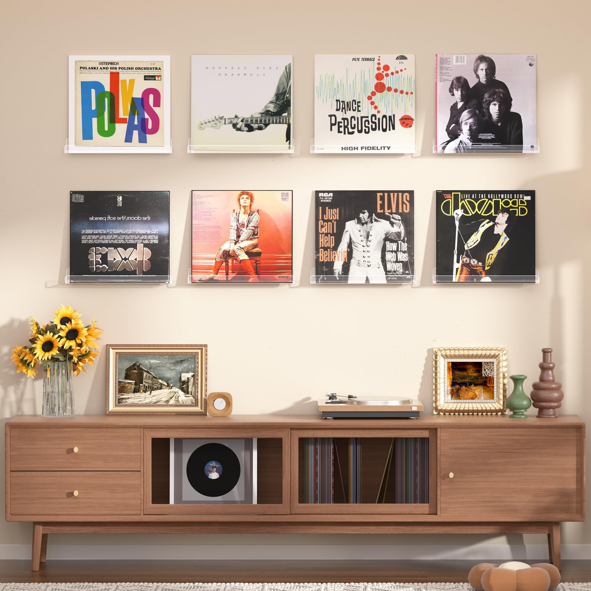 Rebrilliant 8 Pack Vinyl Wall Mount Shelves, 12" Album Record for ...