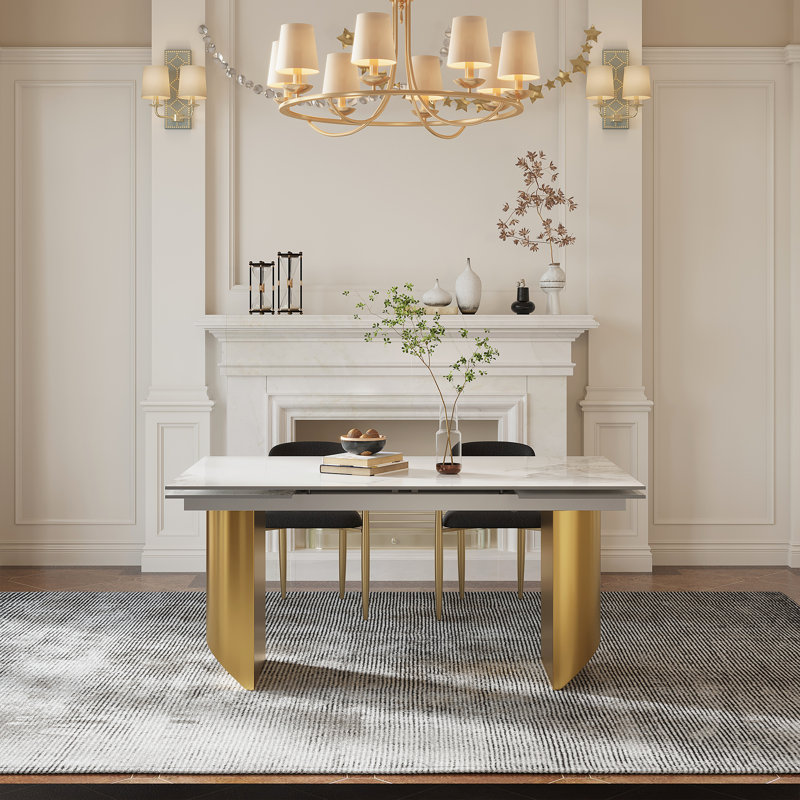 Everly Quinn Santrez 7 - Piece 94.48" Extendable Sintered Stone Dining ...