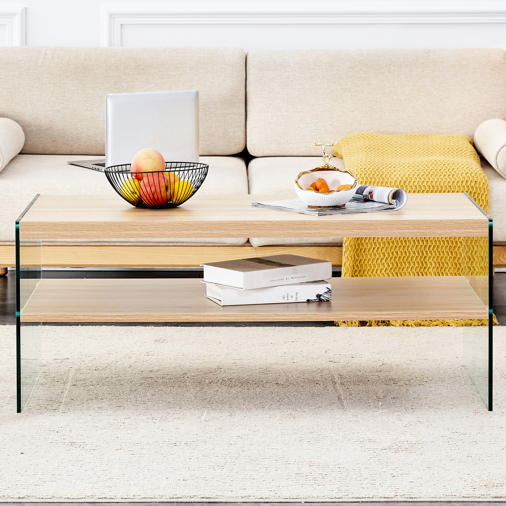 Ebern Designs White Double Rectangular Coffee Table - Board And ...