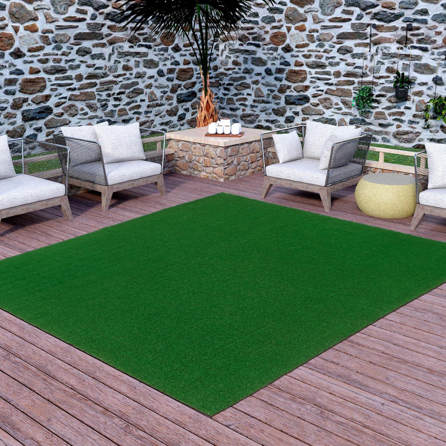 Ottomanson Grass Waterproof Indoor/Outdoor Artificial Grass Turf Rugs ...