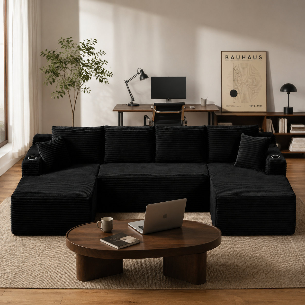Mercer41 Modular U-Shaped Sectional Sofa Set, Free-Combination Corduroy ...