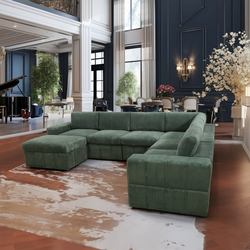 Latitude Run® Ishka 7 Piece Corduroy Corner Sectional & Reviews | Wayfair