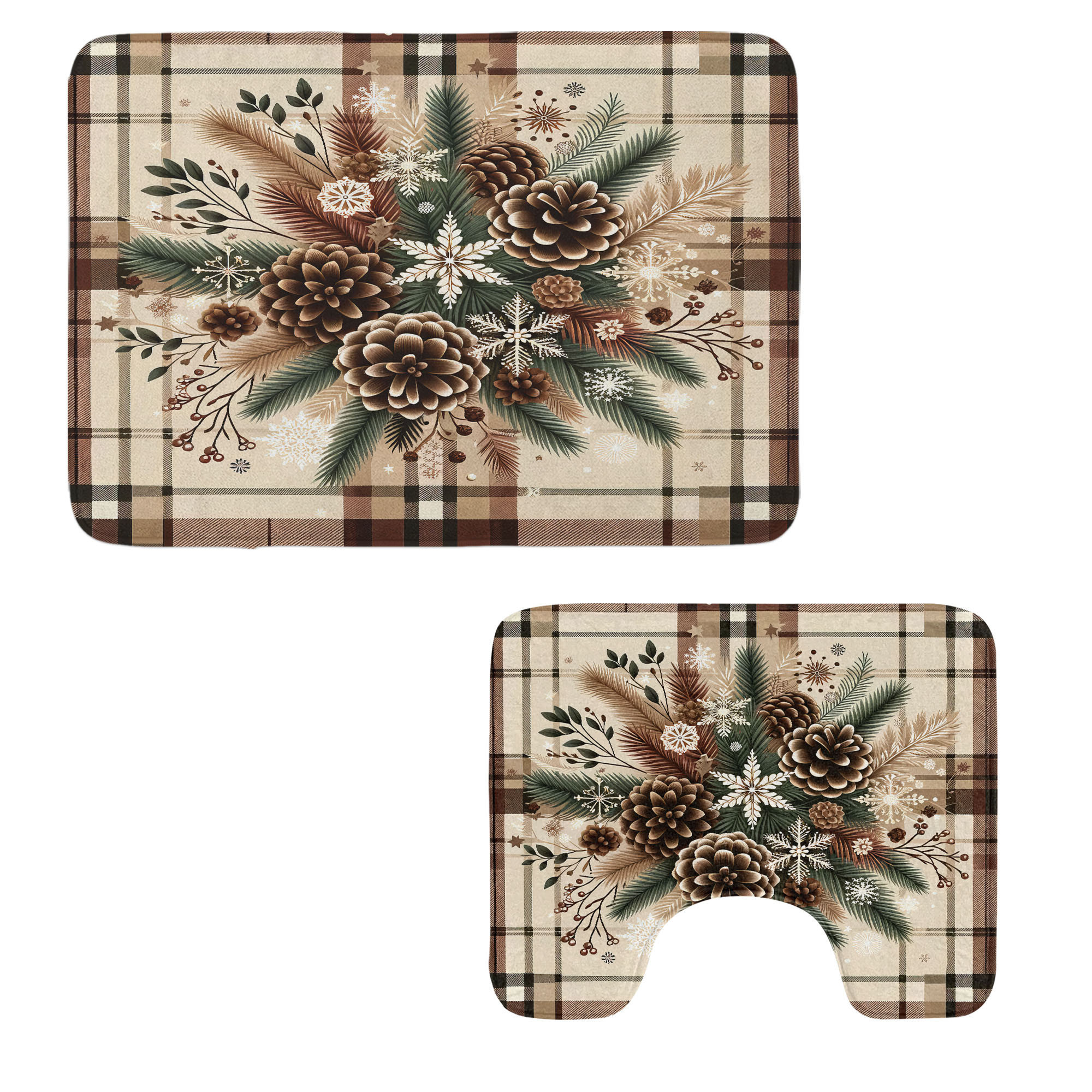 The Holiday Aisle® Christmas Bathroom Rug Set 2 Pieces Rectangle ...