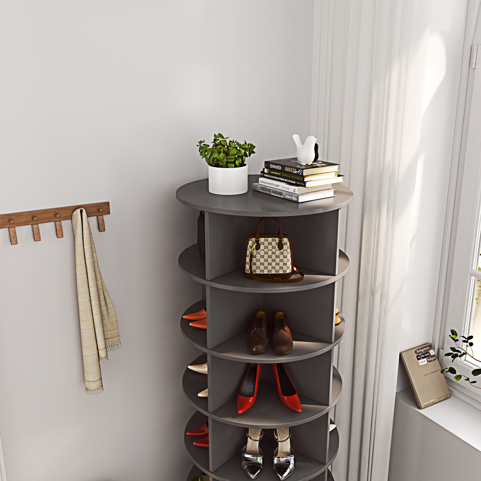 Latitude Run® Grey 360 Rotating Shoe Cabinet 6 Layers - Wayfair Canada