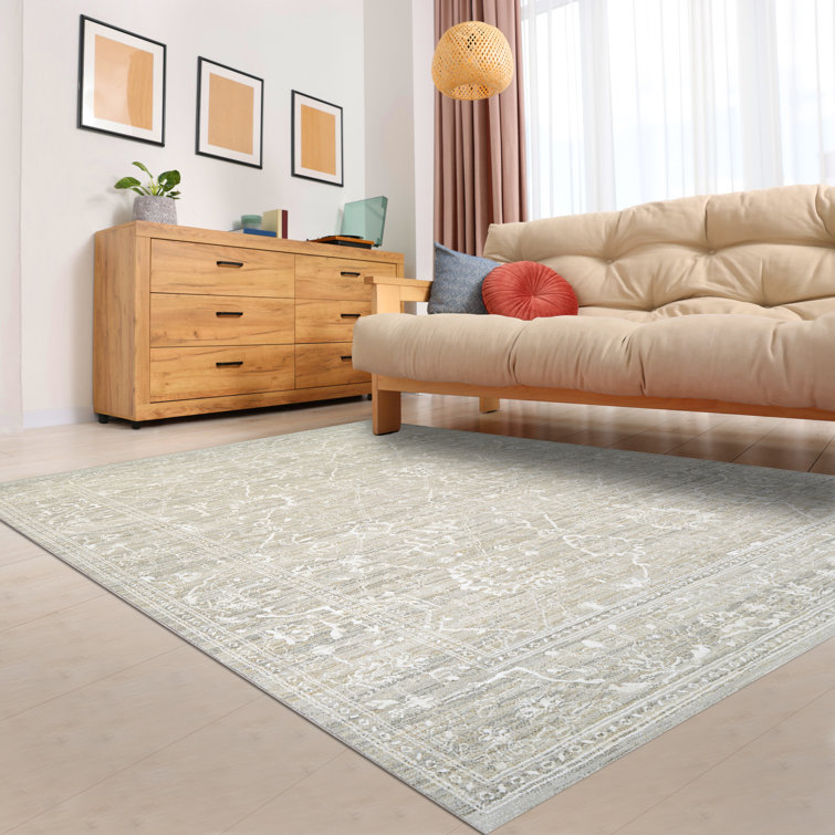 Bungalow Rose Parmar Floral Bone Beige Performance Area Rug & Reviews ...