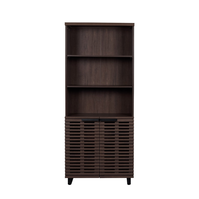 17 Stories Bookcase W/Doors, Brown | Wayfair