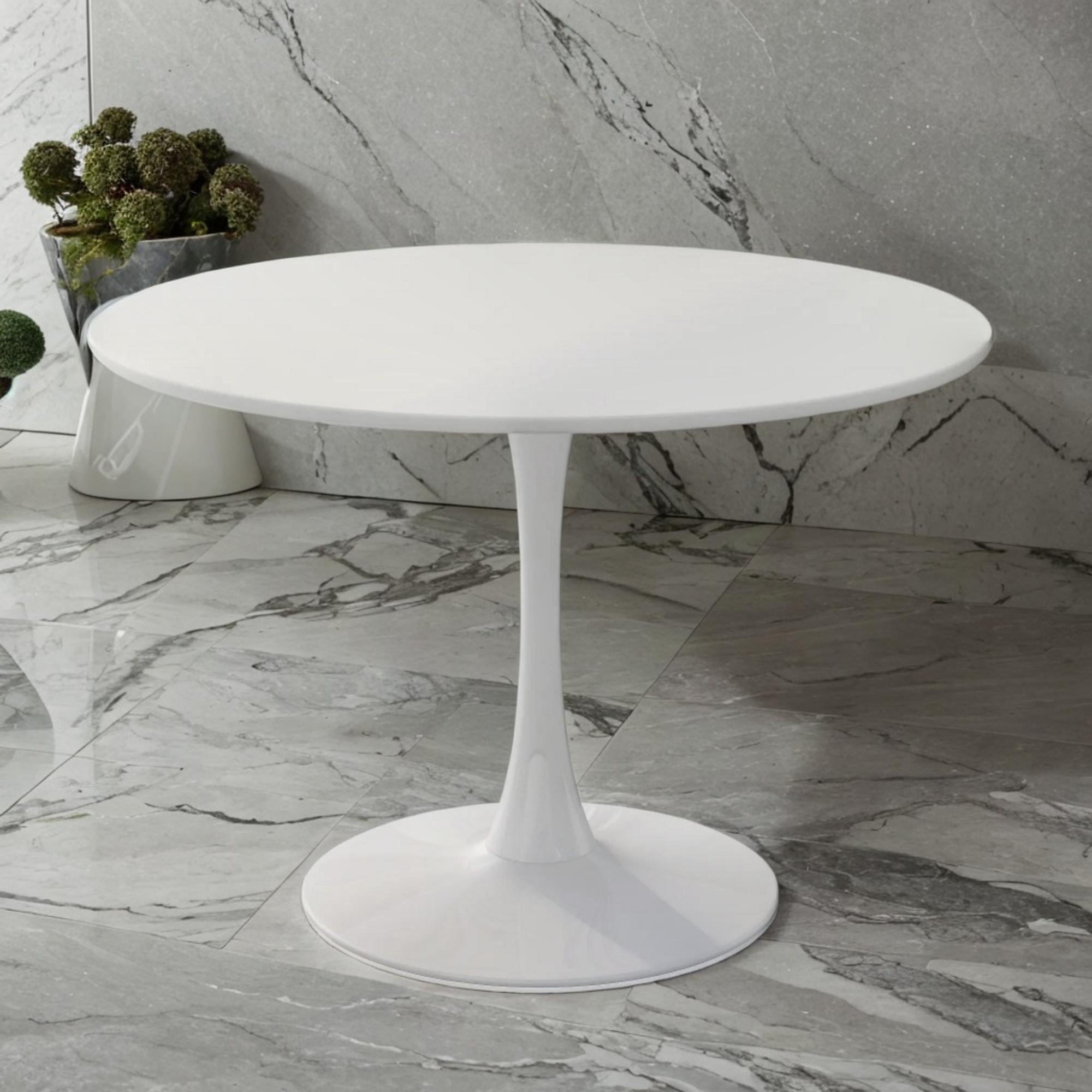 George Oliver Modern Round Metal Base Dining Table Coffee Table with ...