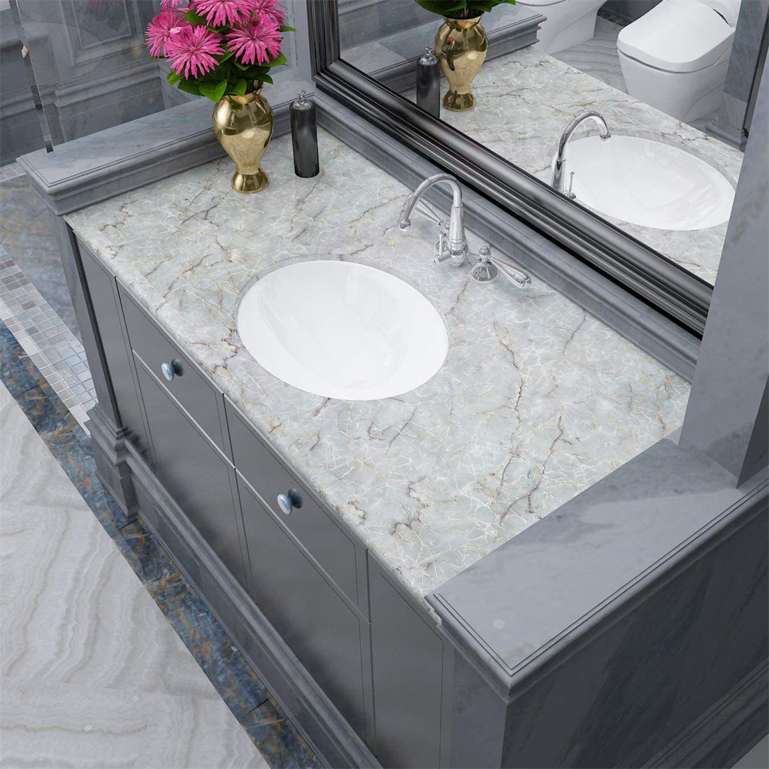 Wrought Studio™ Kitchen Oil-Proof Sticker Counter Protector Marble Anti ...