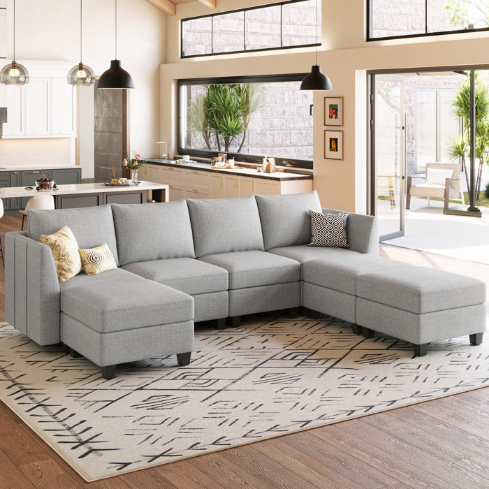 Belffin 8 Pieces U Shaped 4-Seat Sofa Couch 112.6 Inch Wide Livingroom ...