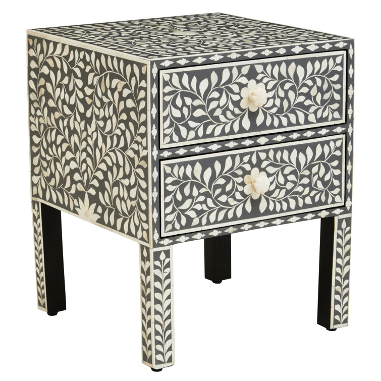Mercer41 2 Drawer Side Table with Bone Inlay | Wayfair.co.uk
