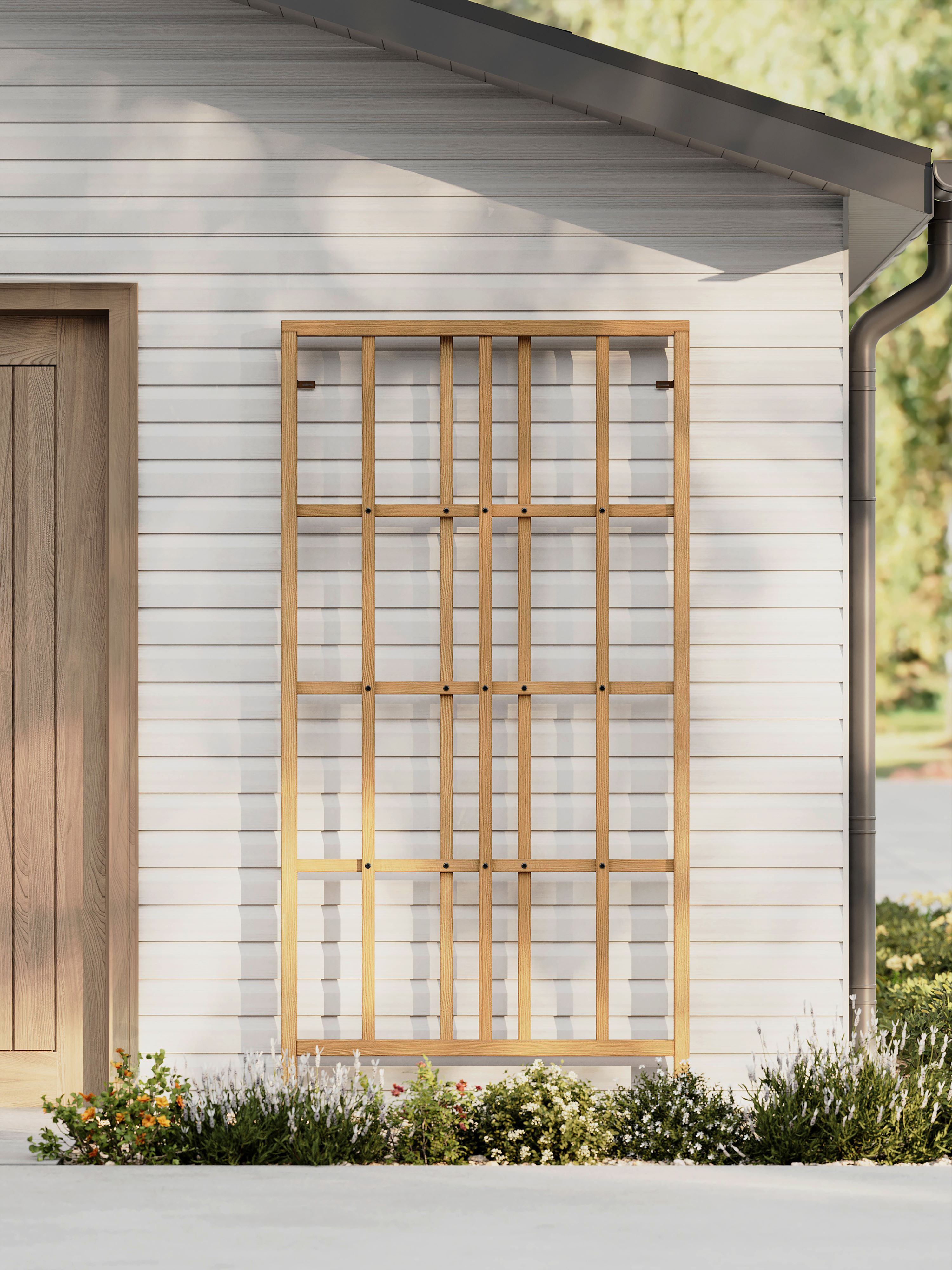 Vita Modern Cedar Wood Trellis, Golden Brown | Wayfair