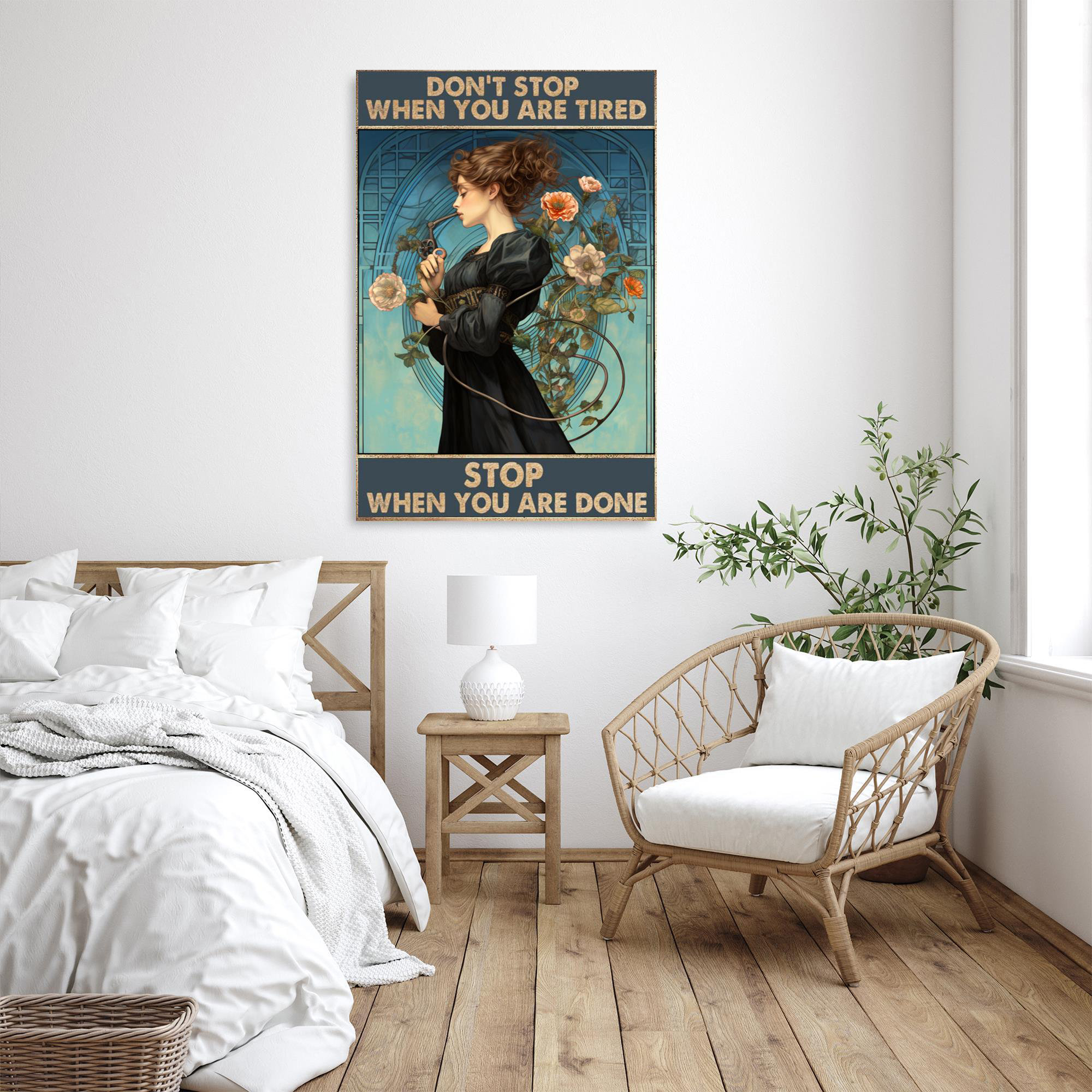 Trinx Kolleen Woman Stop When You Are Done On Canvas Graphic Art | Wayfair