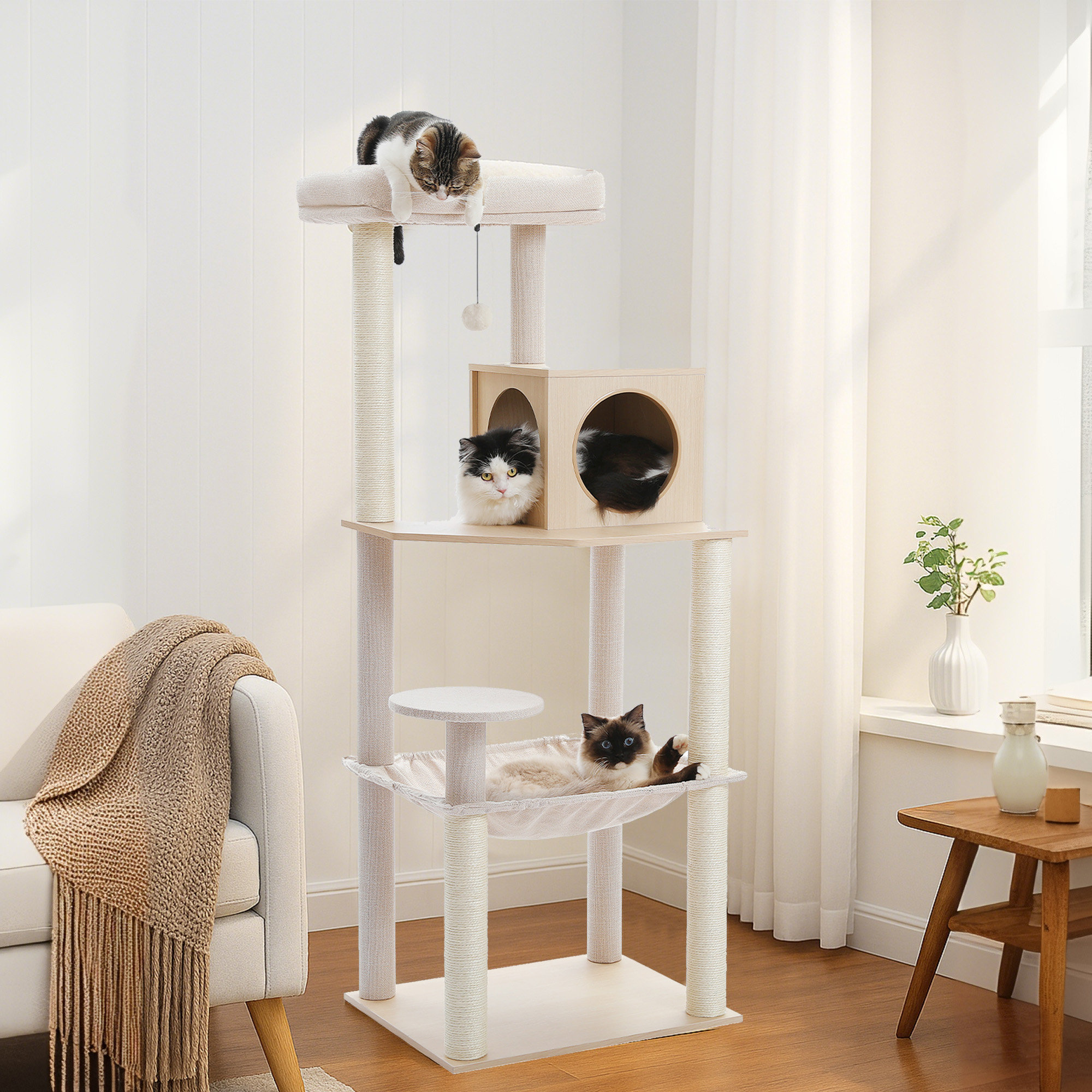 Archie & Oscar™ Multi-Level Wooden Cat Tree With Sisal Scratching Posts ...