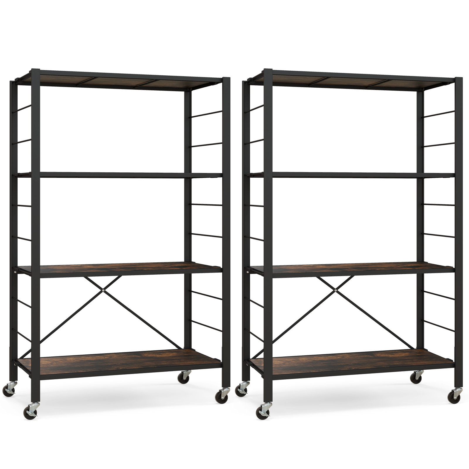 17 Stories 2pcs 4-Tier Foldable Storage Shelf Collapsible Shelving Unit ...